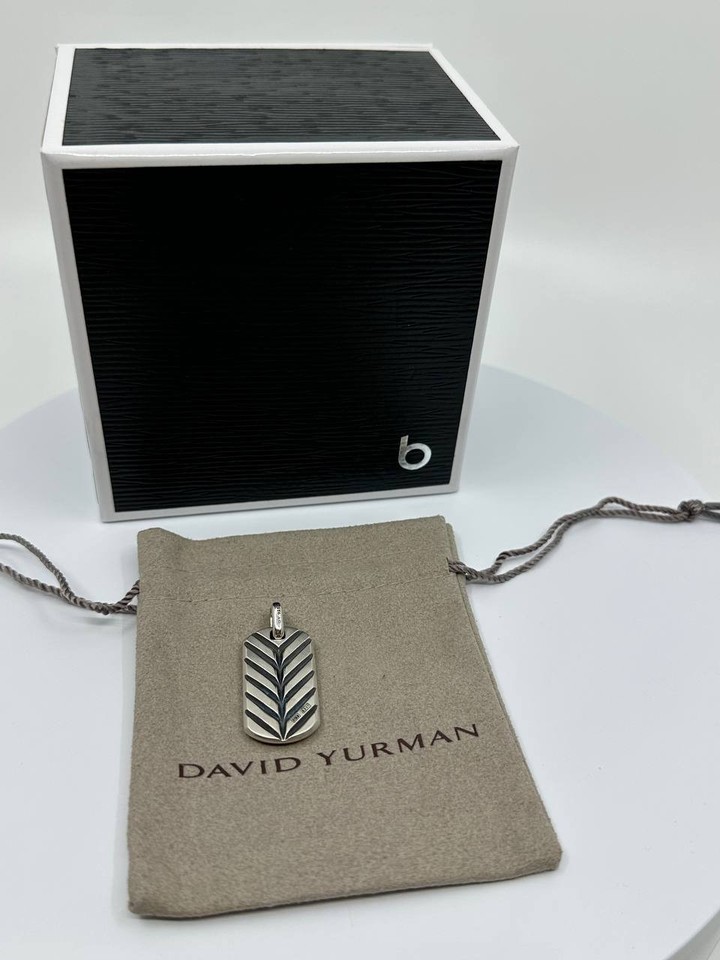 Authentic david yurman sterling silver dog tag men's amulet pendant | eBay