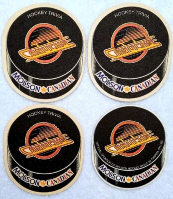 VTG 90s VANCOUVER CANUCKS NHL 🏒 Beer Coaster Molson Canadian Lot Of 4 ...