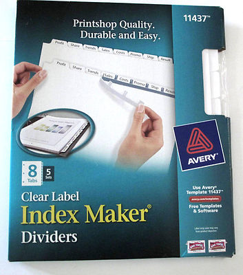 Avery Index Maker Clear Label Dividers with Label Sheet, White 8 Tab ...