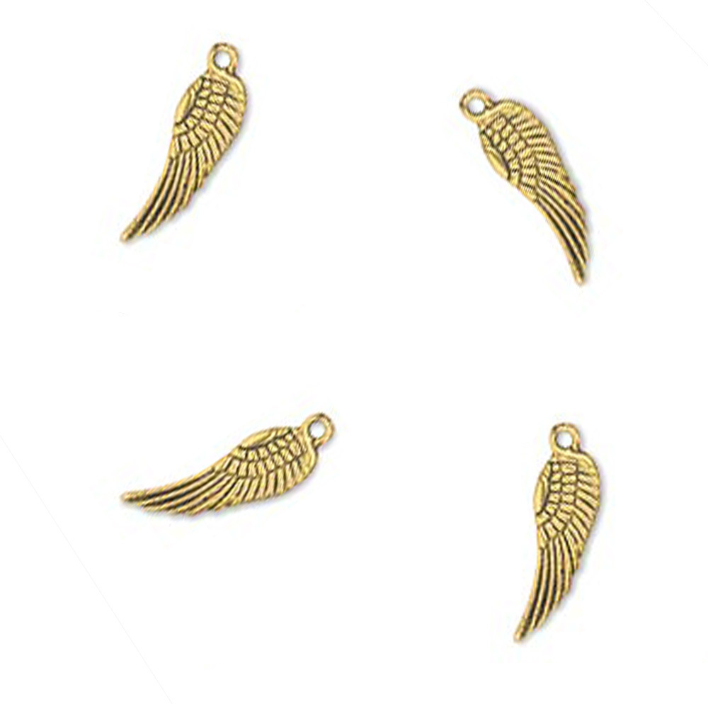 25 Antique Gold Finished Angel Wing Dangle Charm Beads 15MM | eBay