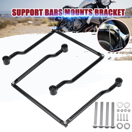 Black Universal Motorcycle Saddle Bag Support Bars Adjustable Mount ...