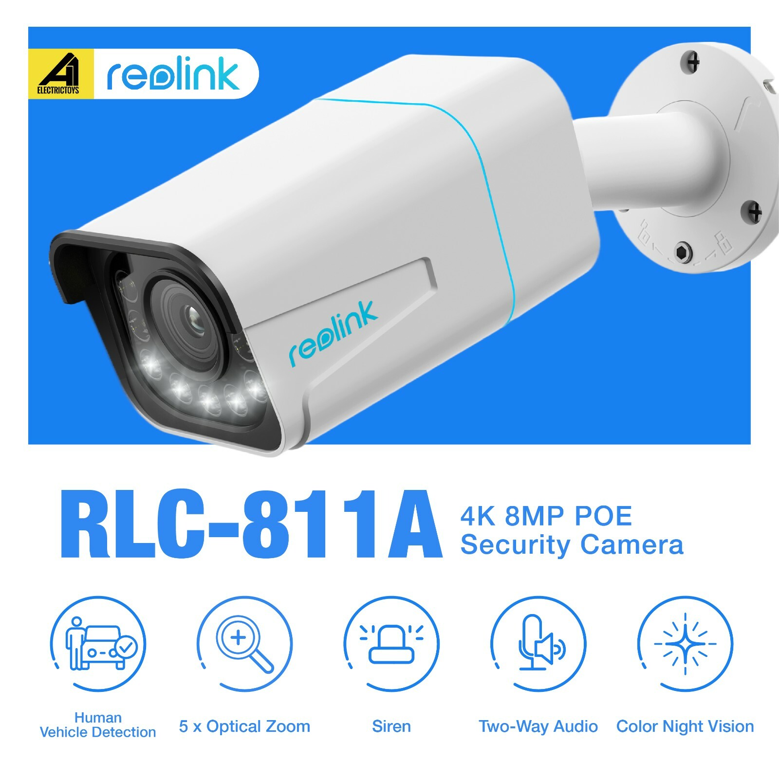 Reolink 4K 8MP PoE Security Camera 5X Optical Zoom Person Vehicle Alert ...