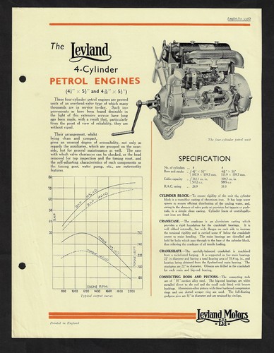 1939 LEYLAND 4 CYLINDER PETROL ENGINES SPECIFICATIONS BROCHURE | eBay ...