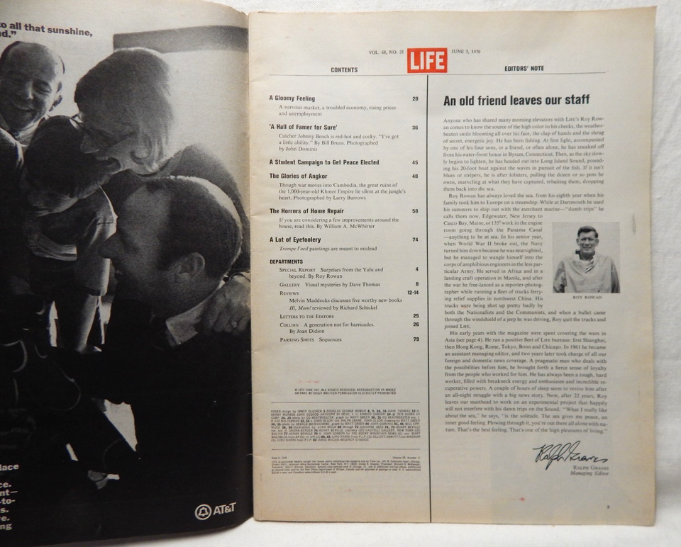 Life Magazine Johnny Bench Morganna Kissing Bandit Cambodia June 5 1970 ...