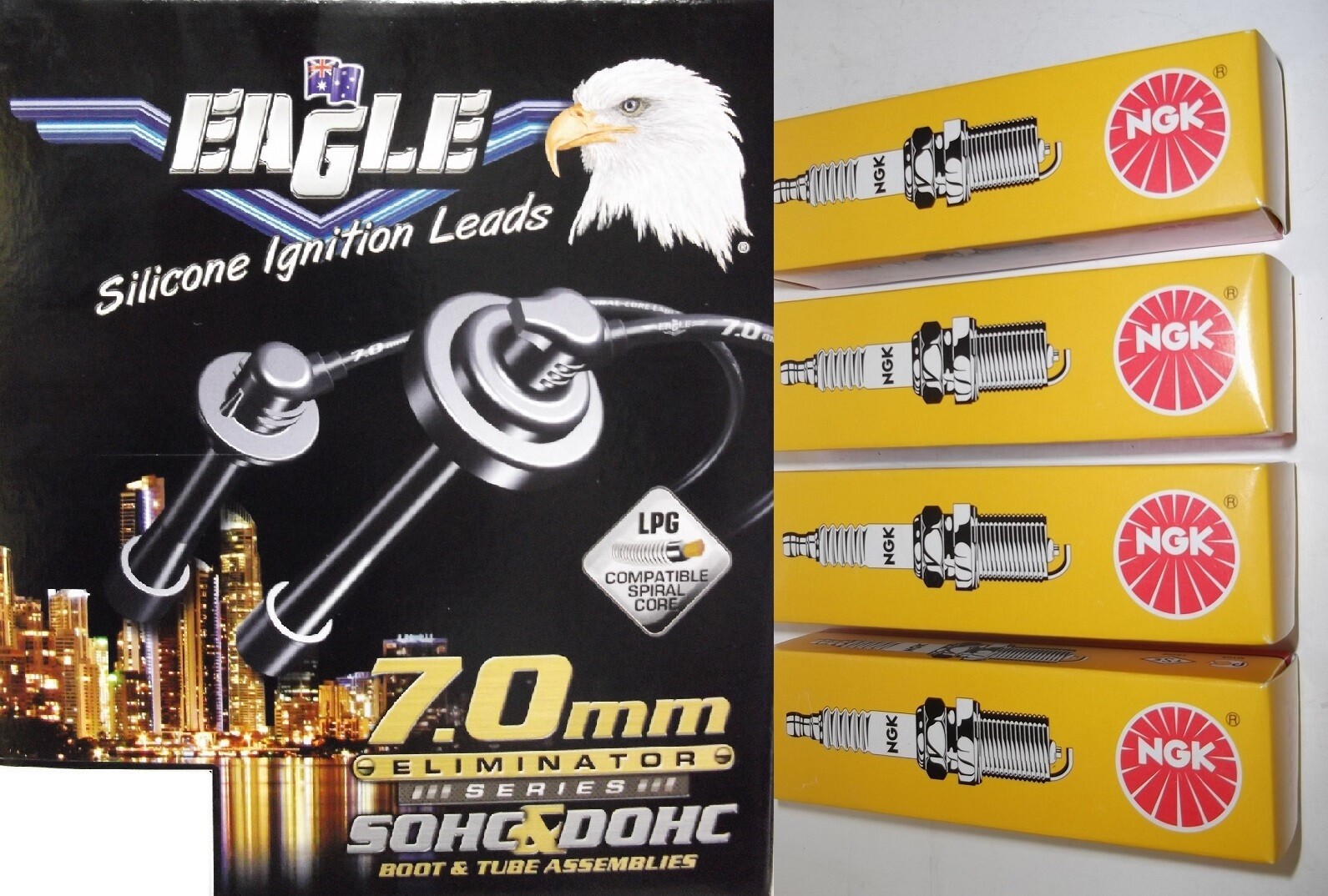 Eagle 7mm Ignition Leads & 4 Ngk Standard Spark Plugs E74678-BKR5ES-11 ...