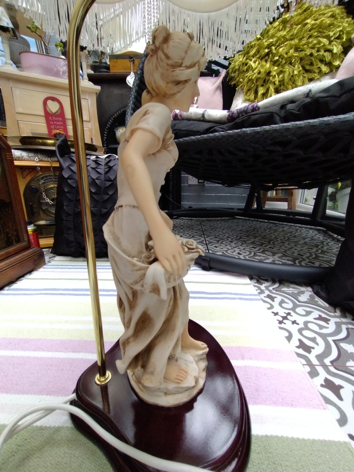 Stunning Decorative Lady Figural Table Lamp with Beaded Tassel Shade ...