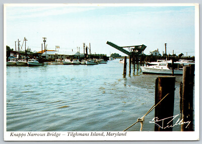 Postcard Knapps Narrows Bridge Boats Tilghmans Island, MD 6"X4" CN3 | eBay
