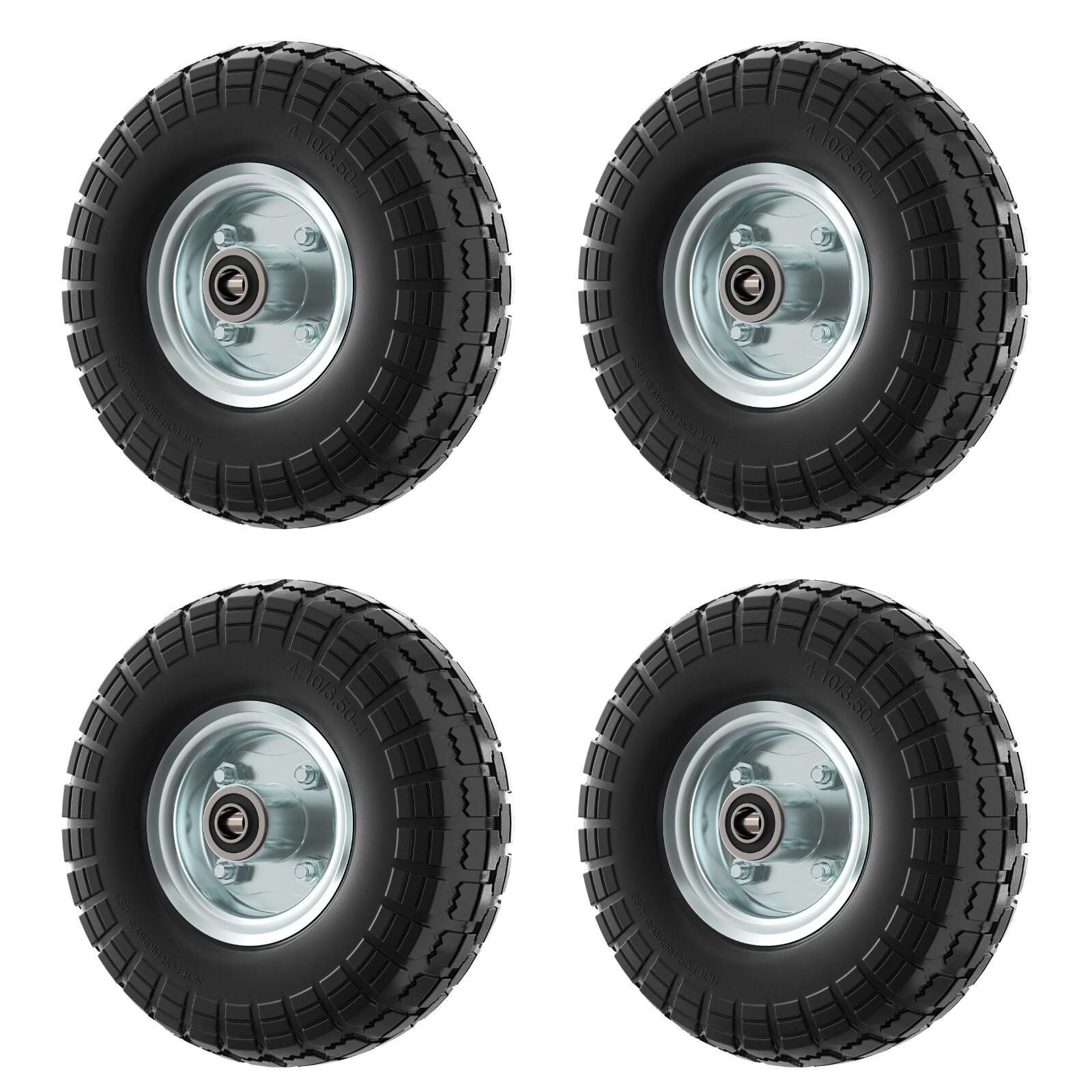 Houseables 4.10/3.50-4 Tire and Wheel Flat Free, Replacement Wagon ...