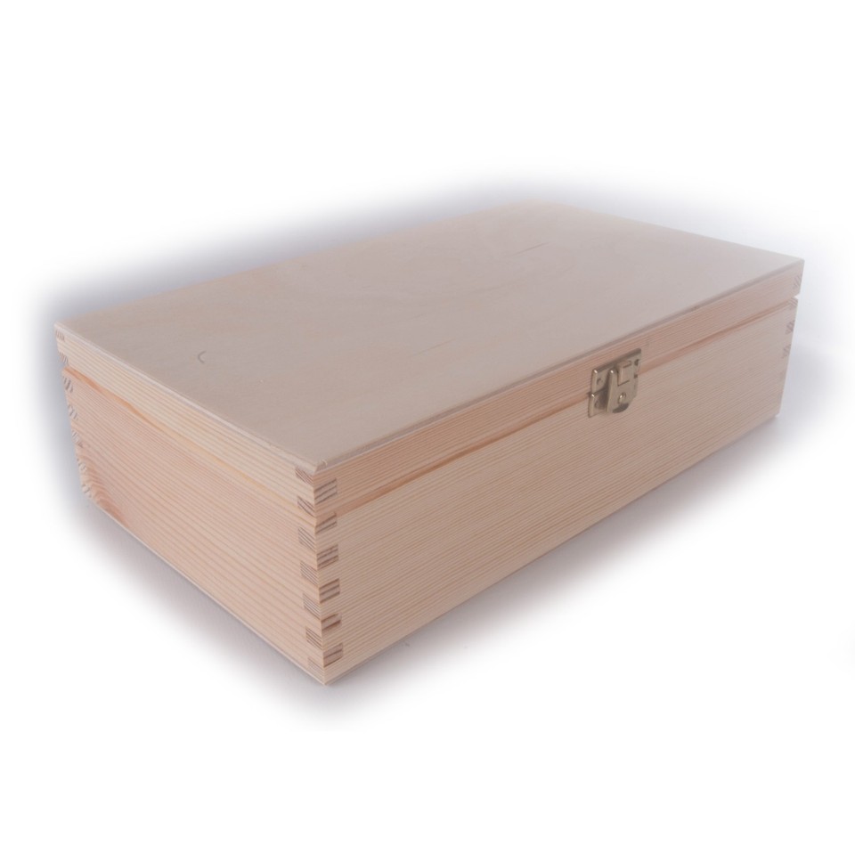 Plain Wooden Storage Box With Lid Clasp & 8 Compartments /28.5x16.5cm ...