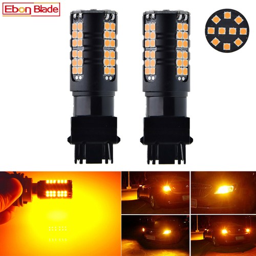 2x No Resistor Amber Yellow T25 3156 P27W LED Bulb Turn Signal Light ...