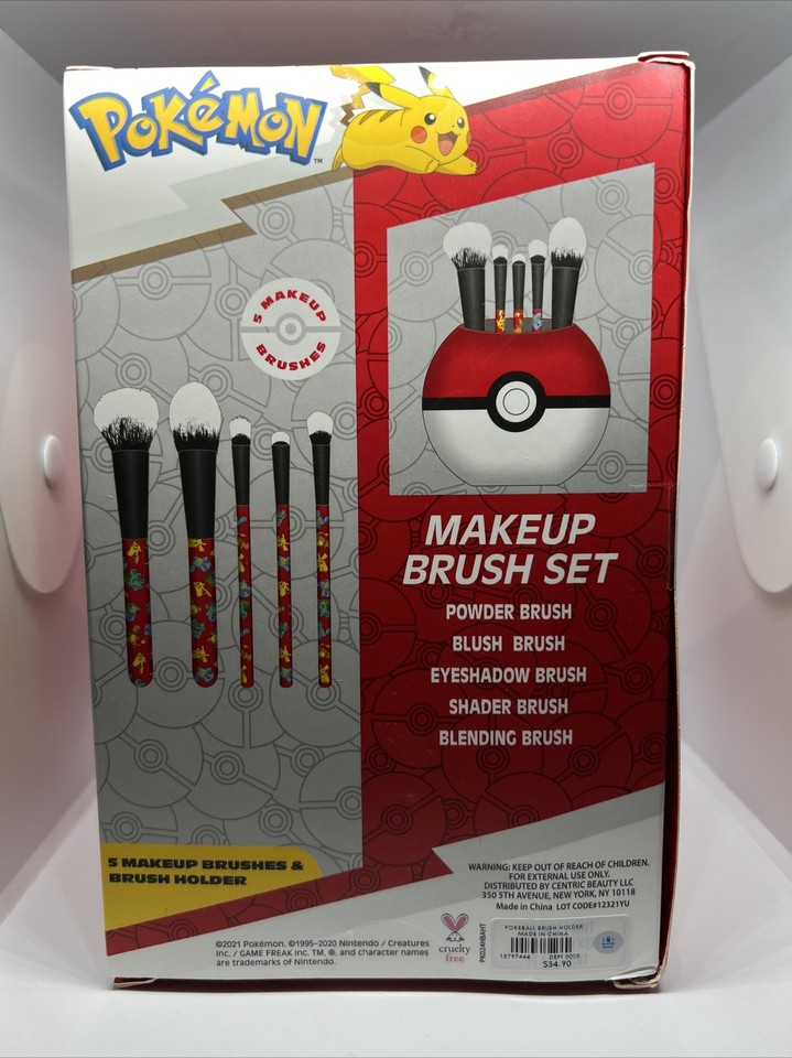 Pokemon Pikachu Makeup Brush Set 5 Brushes in a Pokemon Ball Brush ...