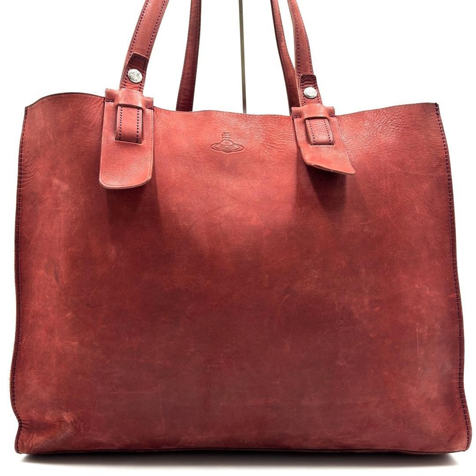 Vivienne Westwood Boston Tote Bag Lamb leather mouton red Orb Condition ...