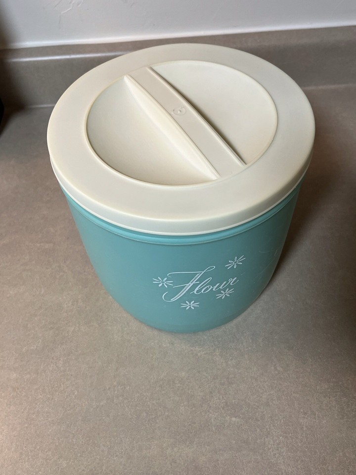 Vtg Stanley Atomic Turquoise Kitchen Canister 1950's Sugar & Flour ...