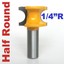 1-pc 1/2" Shanks 1/4" Radius Half Round Bullnose Router Bit sct-888 ...
