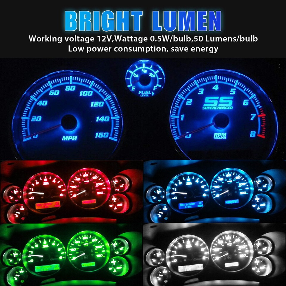 10-40PC BA9S 1815 1895 LED Interior Dome Instrument Dash Panel Gauge ...