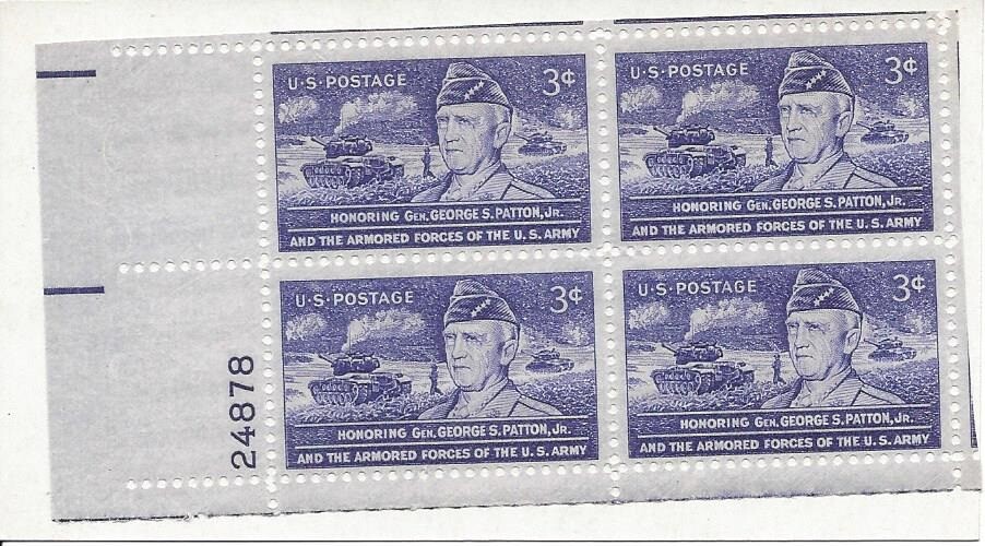 1953 #1026 General George S. Patton 3 Cent Stamp U.S. Postage - Plate ...