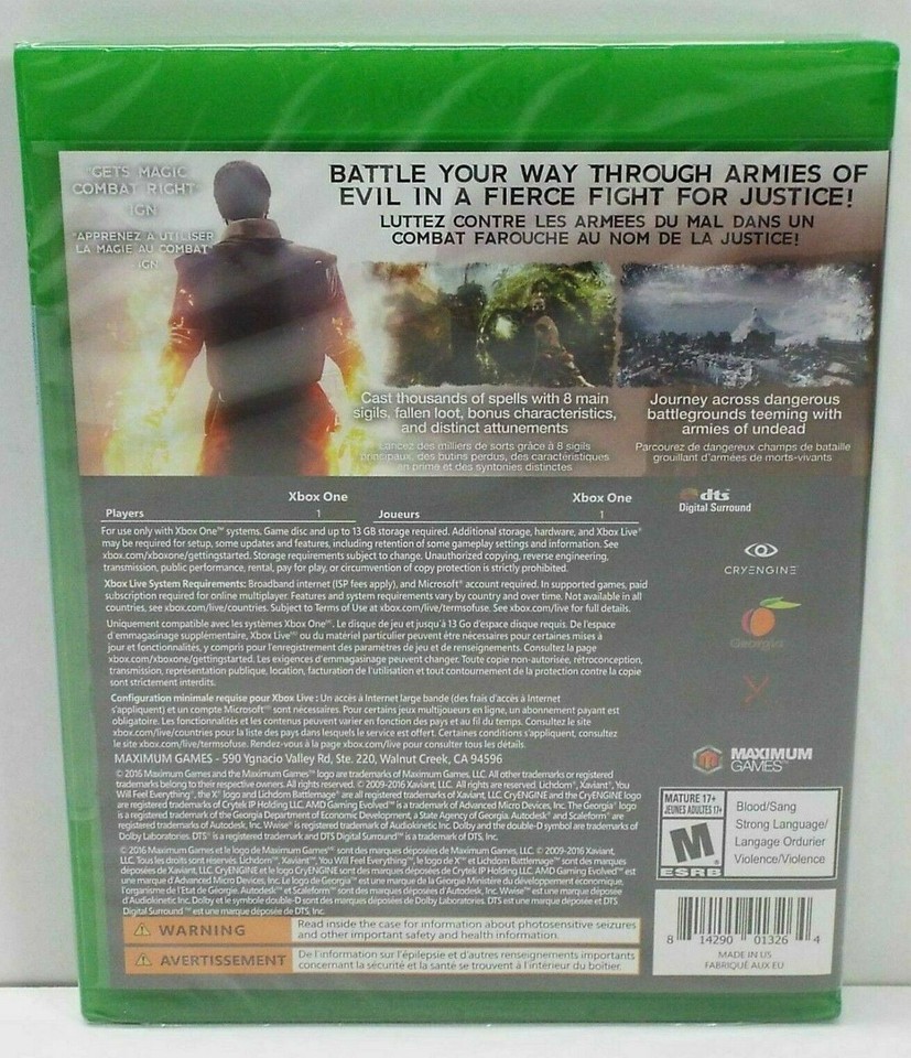 NEW Lichdom: Battlemage Microsoft Xbox One Video Game xb1 action magic ...