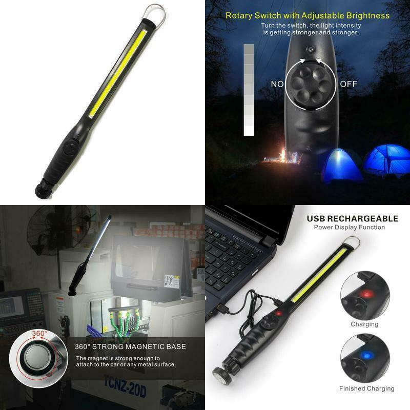 2PCS COB LED Work Light Rechargeable Car Garage Mechanic Torch ...