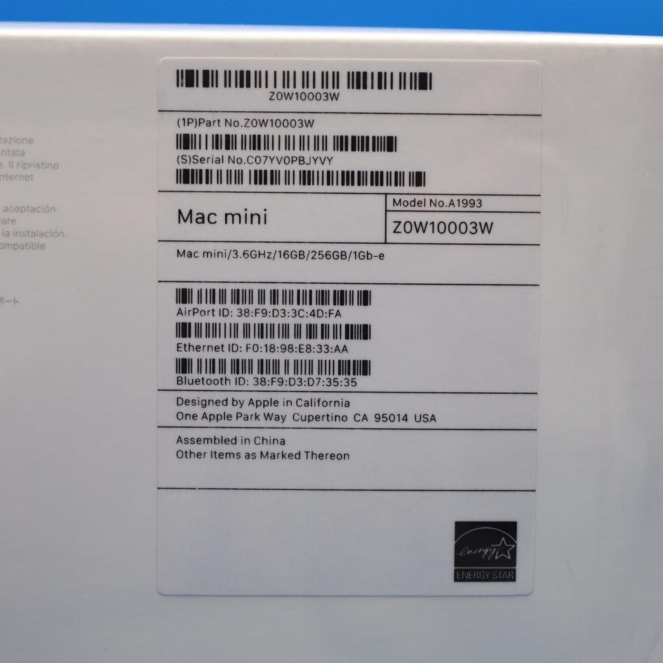 Apple Mac Mini A1993 i3-8100B 16GB RAM 256GB SSD Space Gray New | eBay