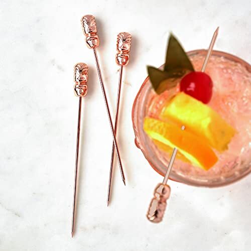 Viski Copper Tiki Cocktail Picks - Heavy Duty Toothpicks Stainless ...