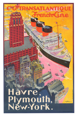 OCEAN LINERS 2100 - French Line Normandie Havre Poster 11 x 17 | eBay