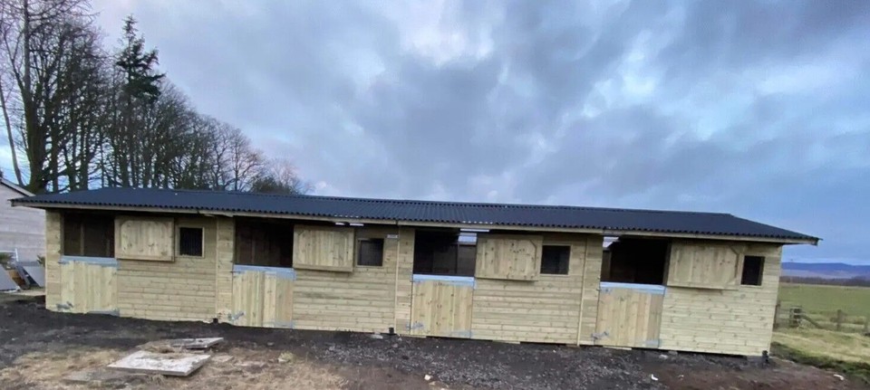 12ft x 48ft Wooden Stables Block Animal Horse Timber Stable 16mm ...
