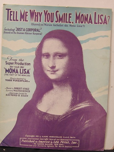 Tell Me Why You Smile, Mona Lisa - Stolz, Reisch & Egan - Sheet Music ...