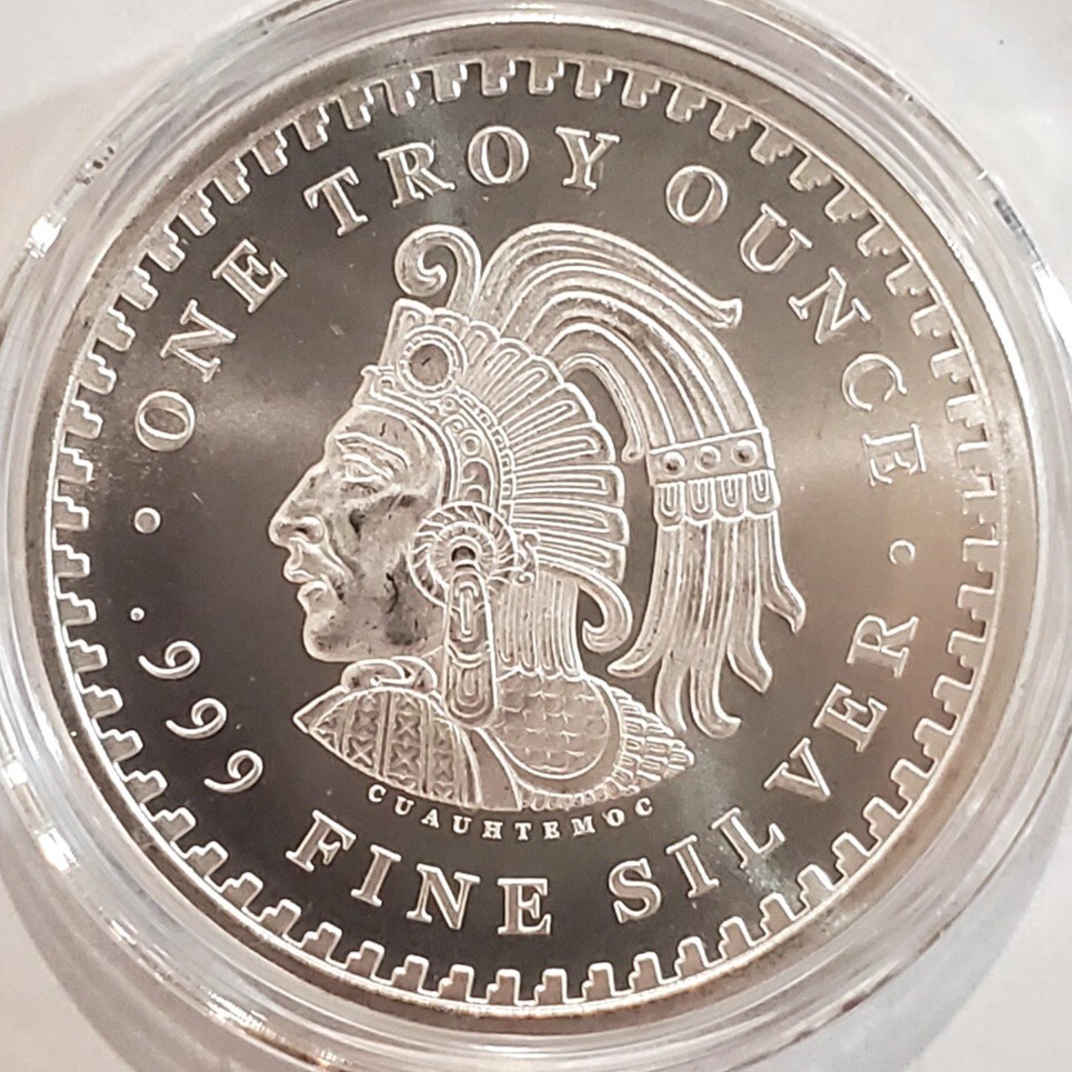 1 oz .999 Silver Aztec Calendar Sun Stone Emperor of Tenochtitlan Eagle ...