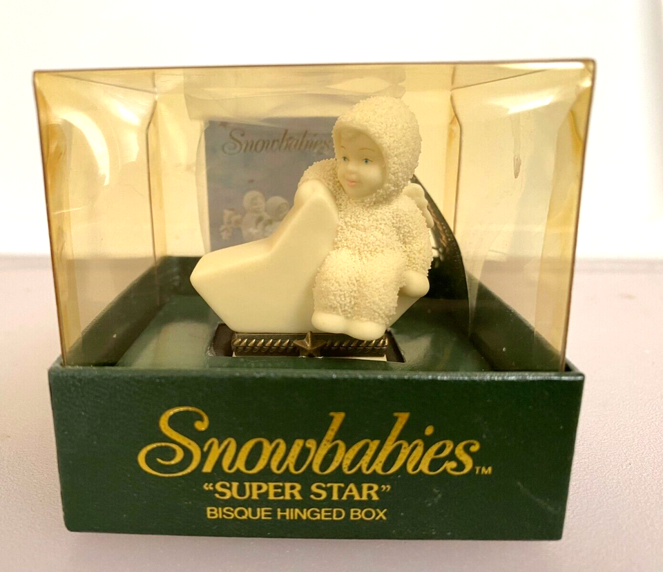 Dept 56 Snowbabies "Super Star" Hinged Trinket Box Figurine w/Orig Box ...