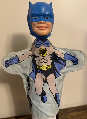 1966 BATMAN DC Comics National Ideal Toy Hand Puppet Fabric Plastic 60s ...