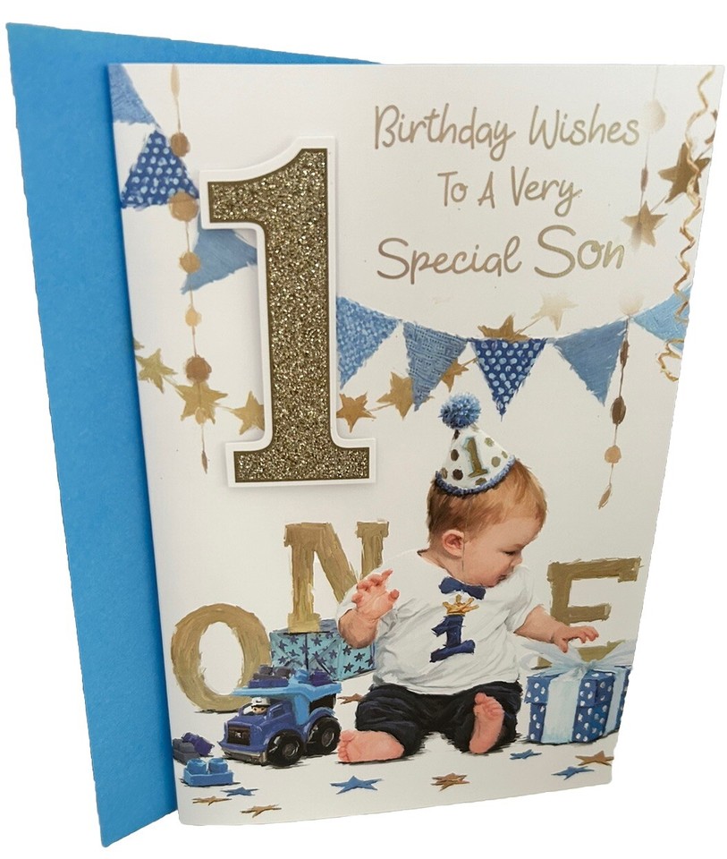 Birthday Card For A Boy 1st Birthday Baby Boy Age 1 Birthday Sons Frist ...