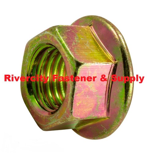 (3) M10-1.25 Flange Nuts yellow Zinc 8.8 M10x1.25 Flanged Nut 10mm x 1. ...