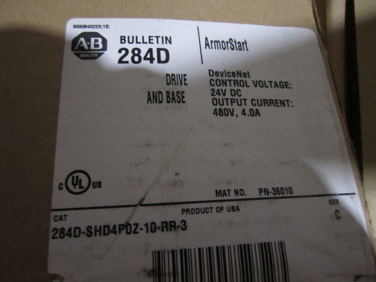 NEW ALLEN BRADLEY 284D-SHD4P0Z-10-RR-3 ARMORSTART MOTOR CONTROLLER NEW ...