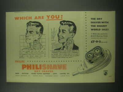 1954 Philips Philishave Dry Shaver Ad - Which are you? | eBay