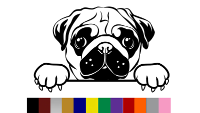 Peeking Pug Vinyl Decal Sticker Dog Car Truck Window Sticker | eBay