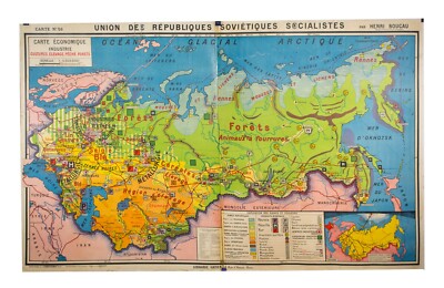 Large French map of the USSR /URSS 1970 school aid Soviet Union | eBay UK