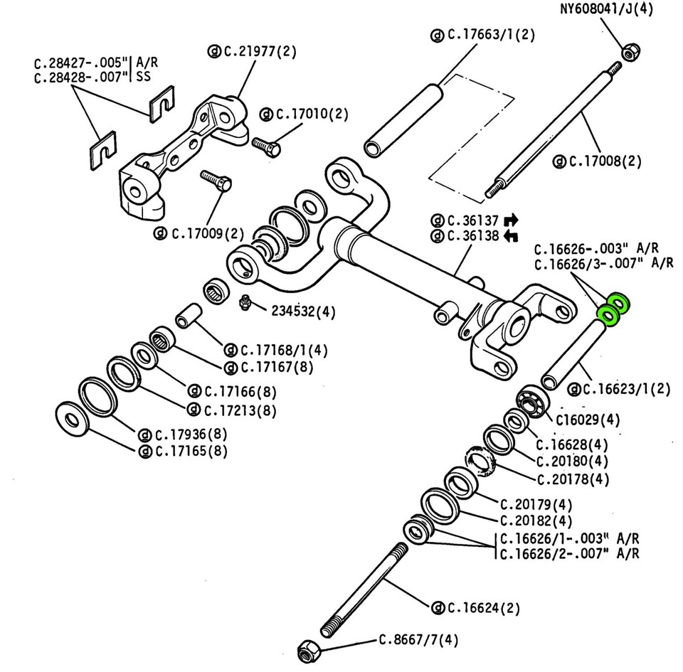 JAGUAR DAIMLER REAR LOWER HUB SHIMS 0.003" E-TYPE XJ6 XJ12 XJS DS420 ...