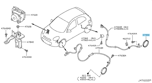 NISSAN VERSA NOTE 14-19 Genuine Sensor-Rotor Antiskid Rear ABS 47950 ...