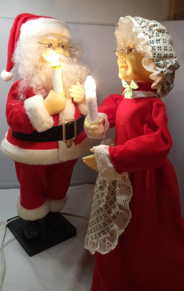 2x Vintage Telco 24 Santa Claus Mrs Claus Motionette Animated Christmas ...