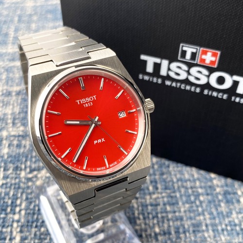Tissot PRX T137.410.11.421.00 Red Dial Stainless steel Men's Watch | eBay