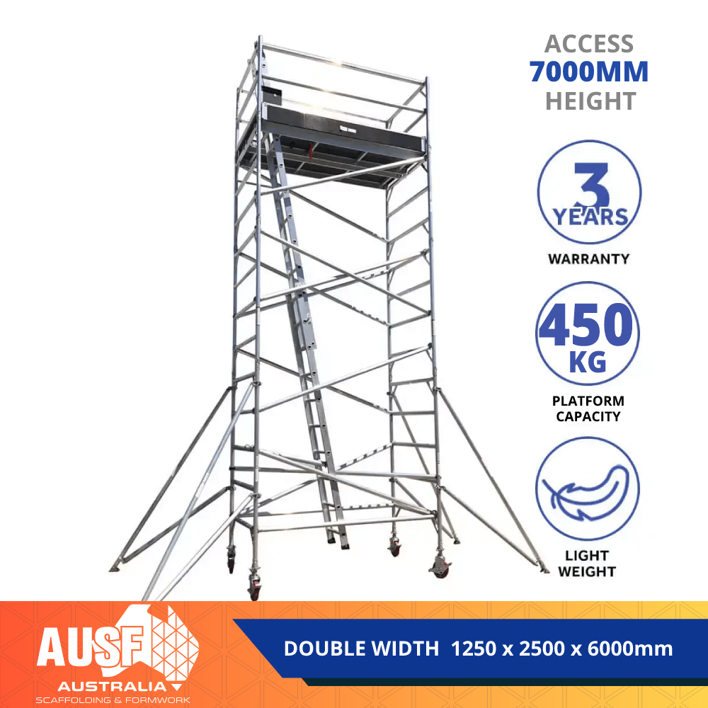 2/3/4/5/6M Mobile Scaffold Double Bay Tower | WorkSafe Scaffold ...