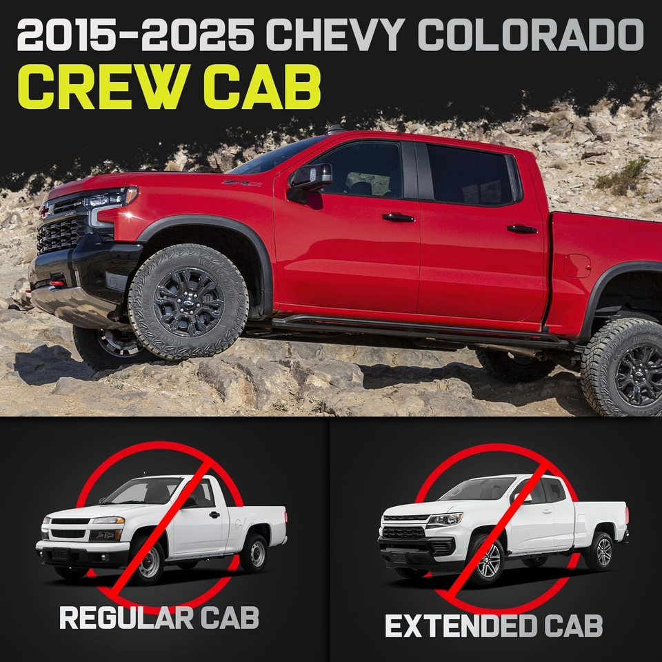 2015-2025 Chevy Colorado Crew Cab Drop Down Side Step Rock Slider ...