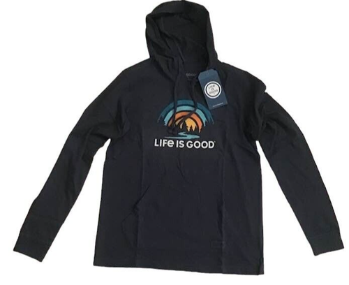 Ladies Life is Good Crusher Tee Hoodie Rainbow Trees River Small Womens ...