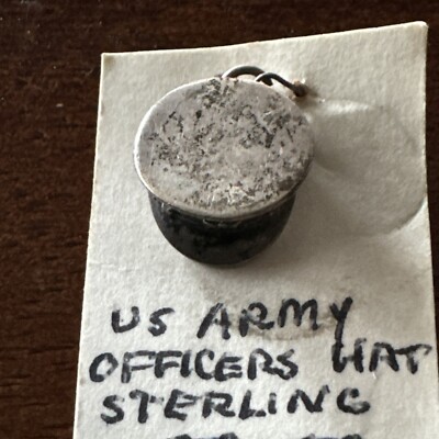 Vtg 70s Military Sweetheart Sterling Silver Charm 3/4” Soldier Cap Hat ...
