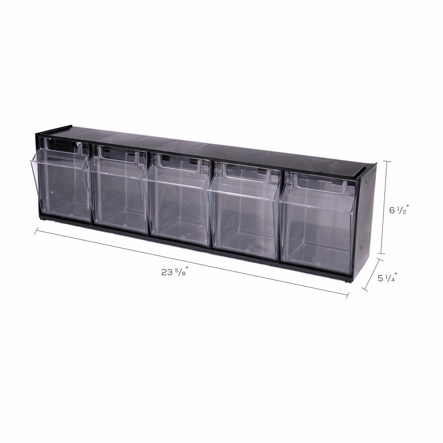 Deflecto Tilt Bin Plastic Storage System w/5 Bins 23 5/8 x 5 1/4 x 6 1/ ...