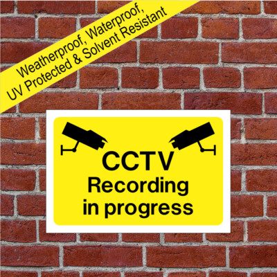 CCTV recording in progress sign or sticker 9144 Waterproof and Solvent ...