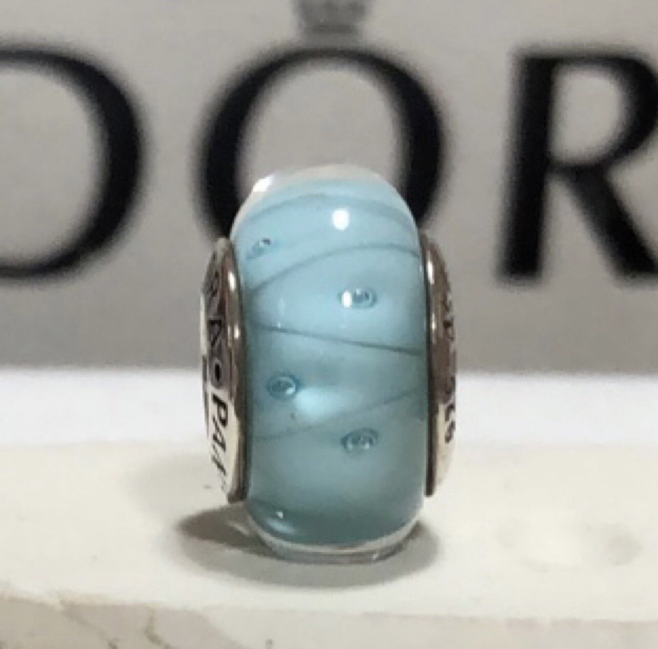 authentic pandora Blue Murano Retired Beautiful Charm - Gem