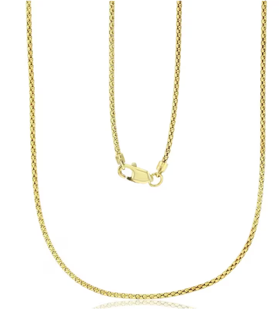 14k Yellow Gold 16" Popcorn Link Pendant Chain/Necklace 1.3 mm - 2gram ...