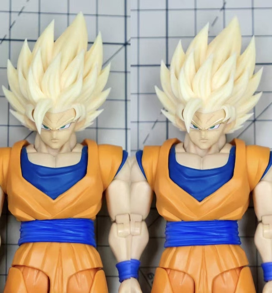 Custom 1/12 Scale SHF Son Goku Yellow Super Saiyan Hair Head Sculpt kit ...