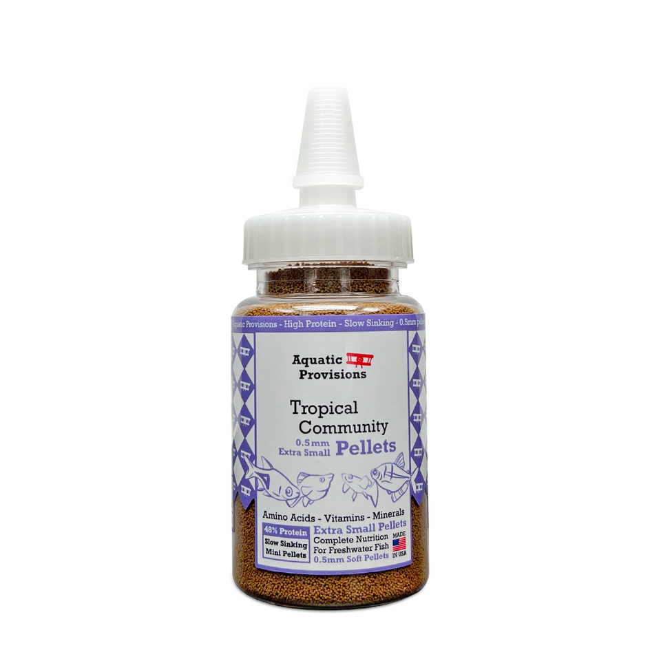 0.5mm Pellets, Slow Sinking, 48% Protein, Tropical Community Fish Food ...